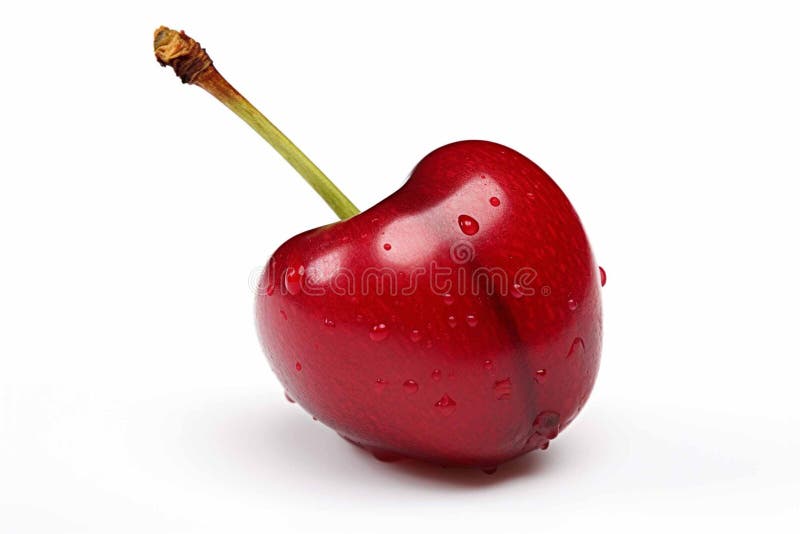 Single Red Cherry Fruit on White Background Stock Illustration ...