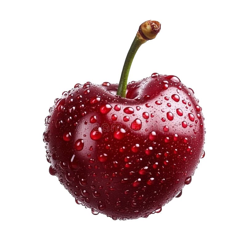 Single Red Cherry Water Droplets Fresh Fruit Stock Illustration ...