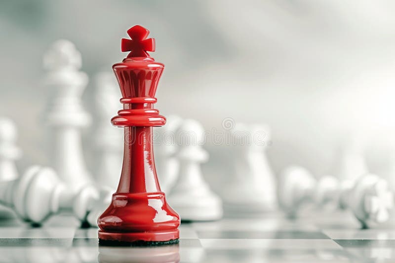 A Single Red Chess Piece Standing Tall among White Pieces Embodying ...