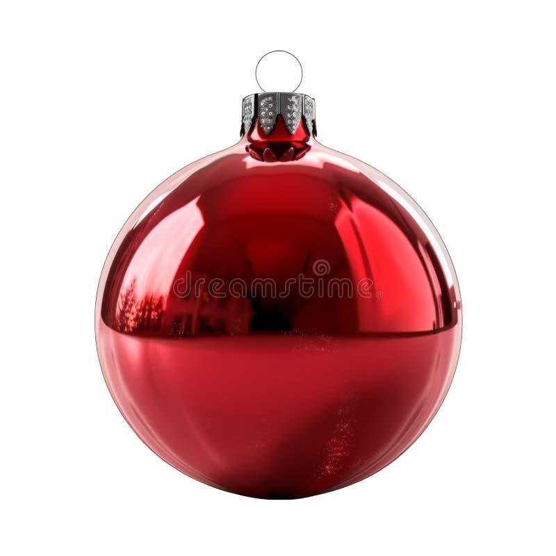 A Single Red Christmas Ornament with Silver Trim Stock Image ...