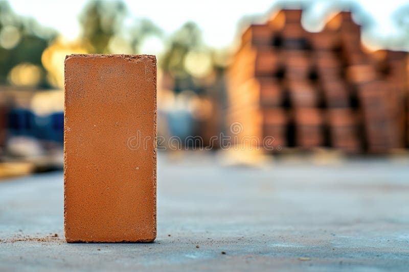Single Red Clay Brick on Construction Site Background for Material ...