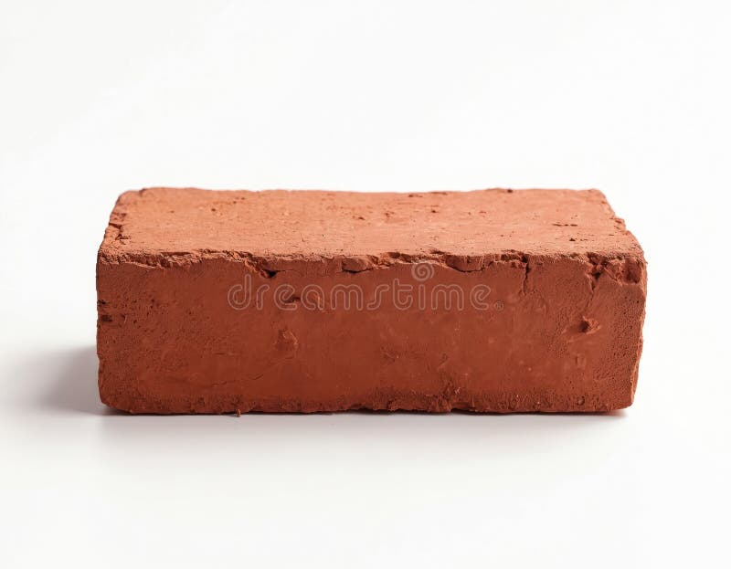 Single Red Clay Brick Lies Isolated on White Background. Construction ...