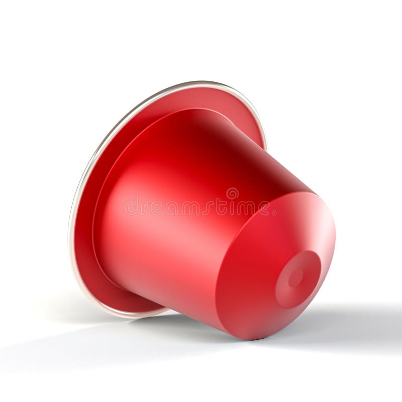 Single Red Coffee Capsule Lying on White Background Stock Illustration ...