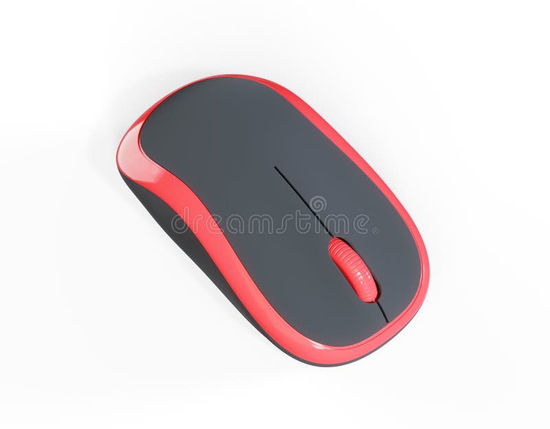 Single Red Computer Mouse. 3D Render Isolated on White Background Stock ...