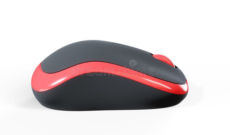 Single Red Computer Mouse. 3D Render Isolated on White Background Stock ...