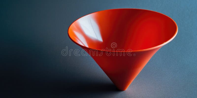 A Single Red Cone-shaped Object Sits on a Bright Blue Surface, Offering ...