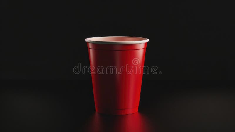 A Single Red Cup Sits on Top of a Table, Ready for Use Stock Photo ...