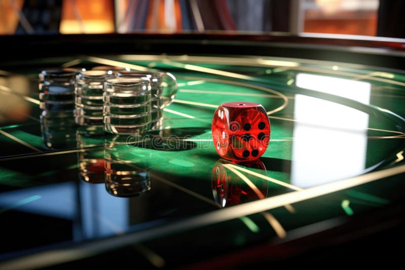 A Single Red Dice Resting on a Green Surface Stock Photo - Image of ...