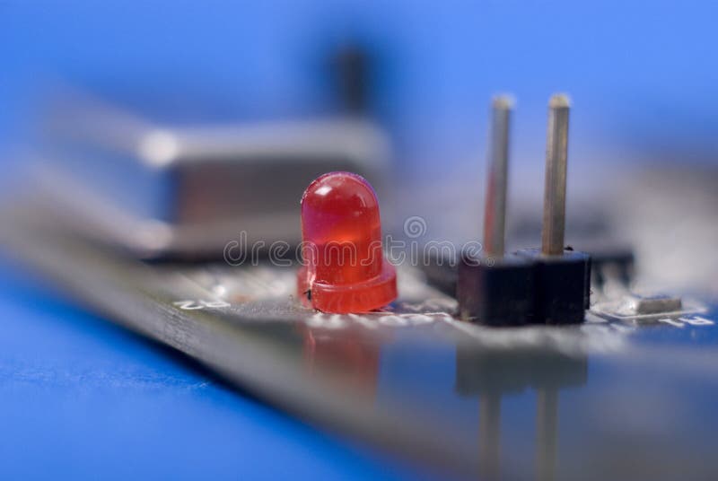 Single Red Diode on Electronic Circuit Board Stock Photo - Image of ...