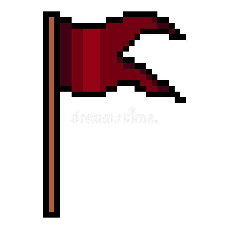 Single Red Flag Pixel Art Icon Stock Illustration - Illustration of ...