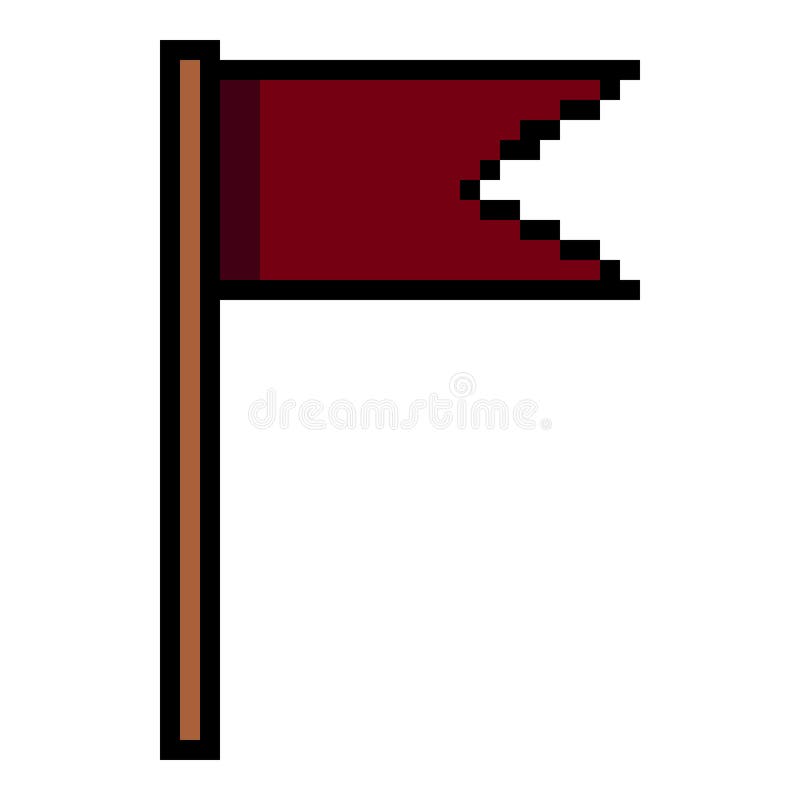 Single Red Flag Pixel Art Icon Stock Illustration - Illustration of ...