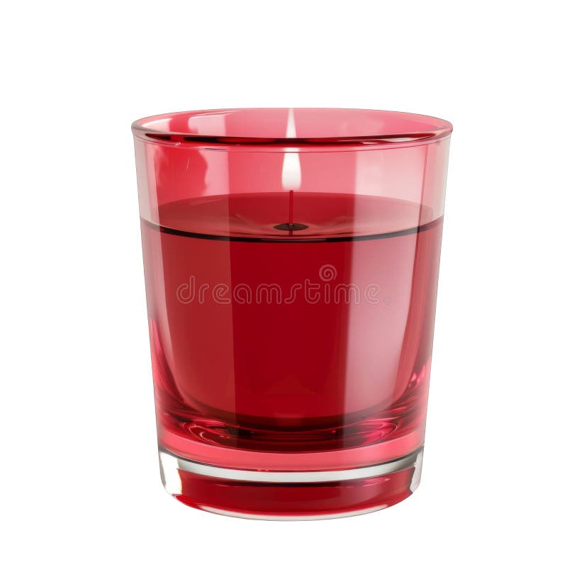 A Single Red Glass Candle with a White Wick Stock Image - Illustration ...