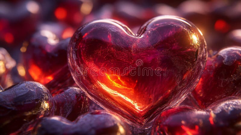 A Single Red Glass Heart Amidst Many Others Stock Illustration ...