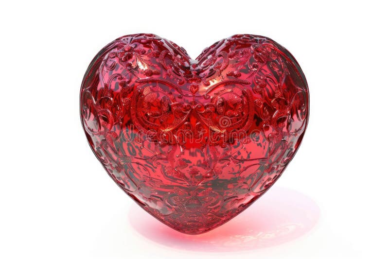 A Single Red Glass Heart Sitting on a White Surface Stock Photo - Image ...