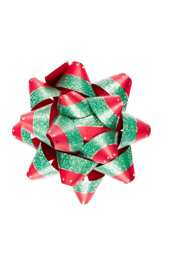 Single Red Green Christmas Bow Stock Image - Image of green, isolated ...