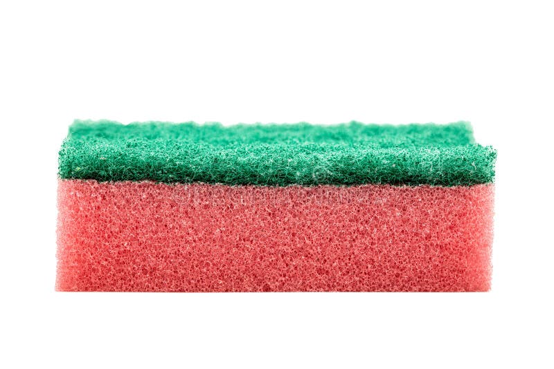Single Red and Green Kitchen Sponge Stock Image - Image of detergent ...