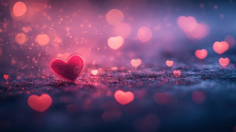 A Single Red Heart Amidst Sparkling Hearts Background Stock ...