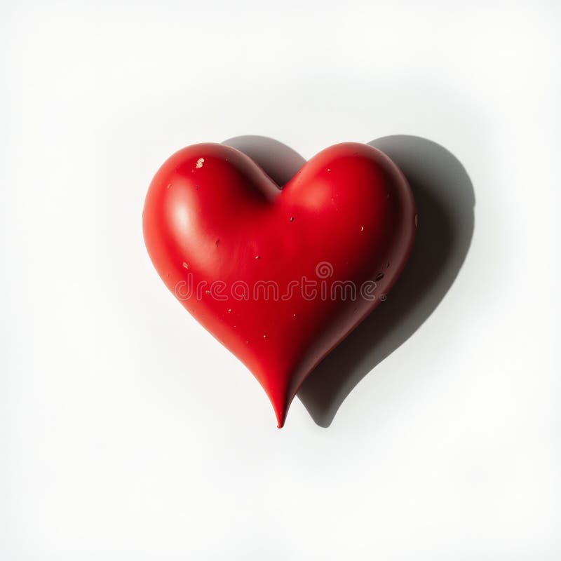 Single Red Heart with Dramatic Diagonal Shadow Stock Illustration ...