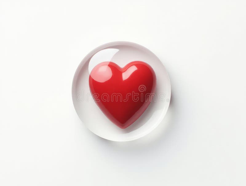 Single Red Heart Encapsulated in a Transparent Water Droplet Stock ...