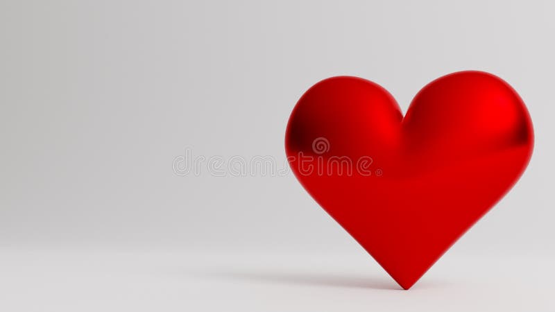SIngle Red Heart Isolated on White Background. Valentine`s Day 3d ...