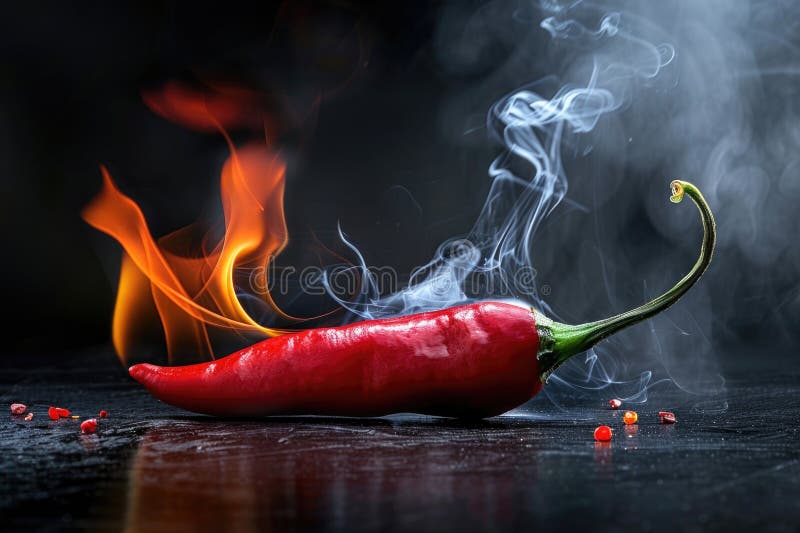 A Single Red Hot Chili Pepper Sits on a Table, Awaiting Use in a Recipe ...