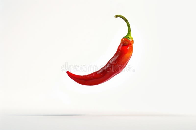 A Single Red Hot Pepper Suspended in Mid-air Stock Photo - Image of ...