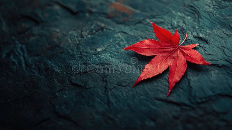Single Red Leaf on Rock, stock image. Image of single - 376220877