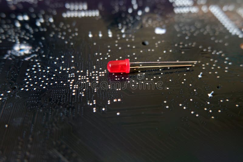 Single Red Led on a Circuit Board Stock Photo - Image of stage, signage ...