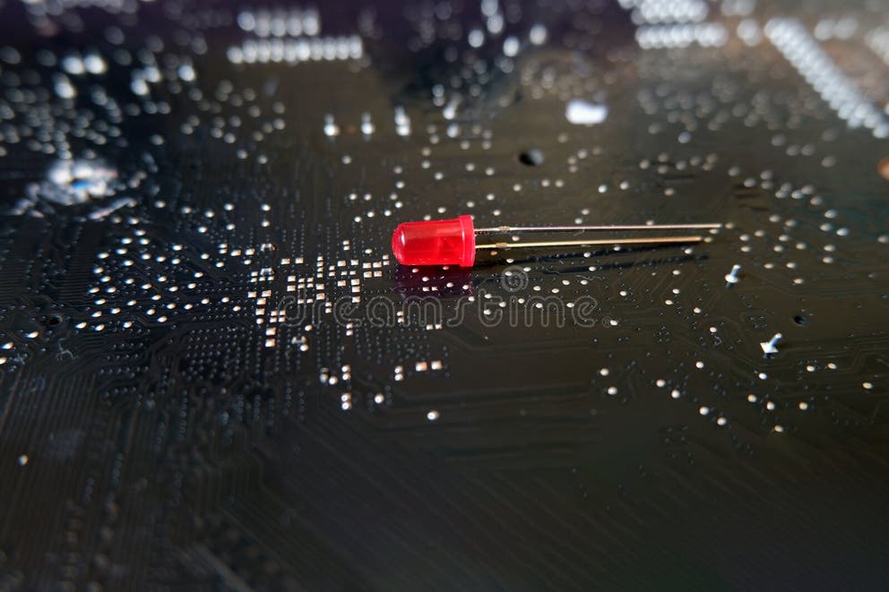 Single Red Led on a Circuit Board Stock Photo - Image of stage, signage ...