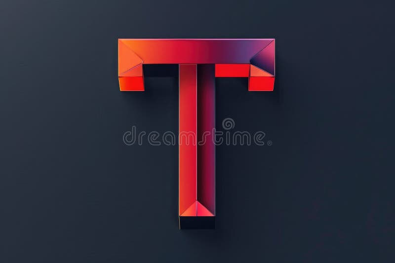 A Single Red Letter T on a Black Background Stock Illustration ...