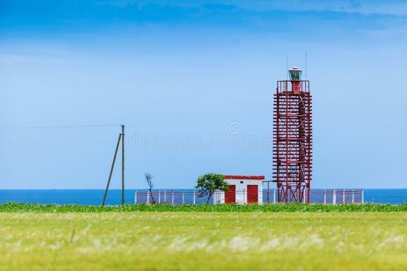 Single red lighthouse stock photo. Image of bright, focus - 57015892