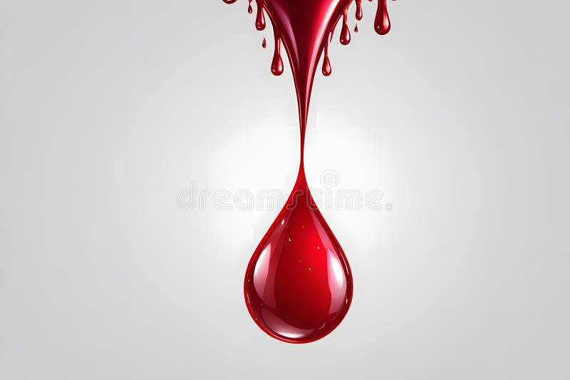 Single Red Liquid Drop Falling on White Background Stock Illustration ...