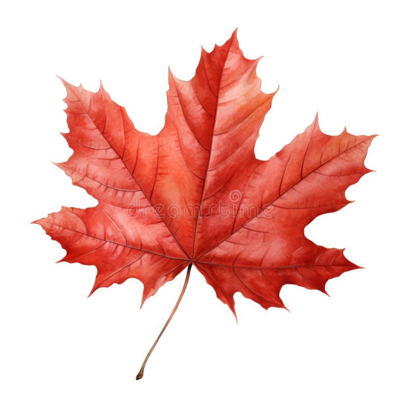 A Single Red Maple Leaf with Detailed Veins Stock Photo - Illustration ...