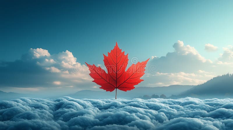 Single Red Maple Leaf Falling Autumn Sky Stock Photo - Image of leaf ...