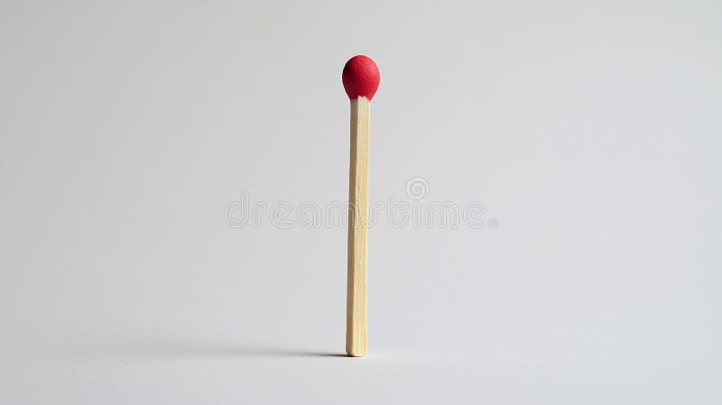 Single Red Matchstick on White Background Minimalist Concept Stock ...