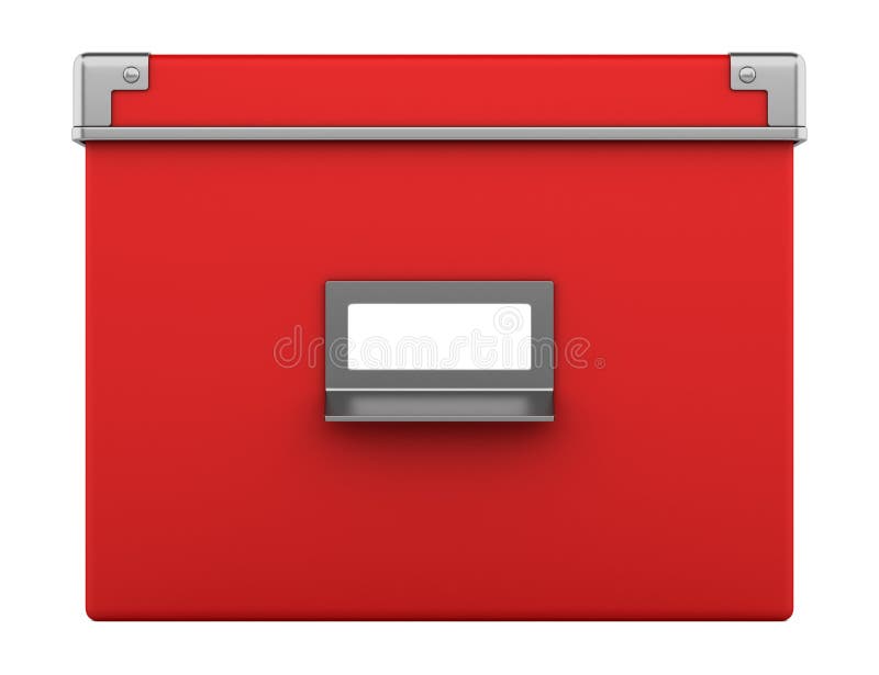 Single Red Office Cardboard Box Isolated on White Stock Illustration ...