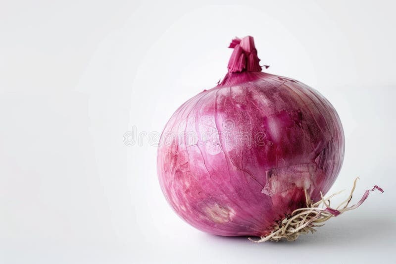 A Single Red Onion Sits on a White Surface, Ready for Use or Decoration ...