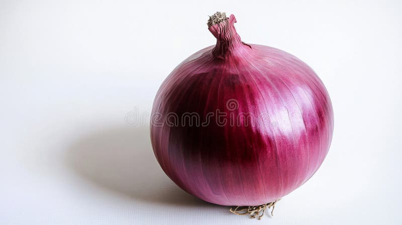 Single Red Onion on White Background Stock Illustration - Illustration ...