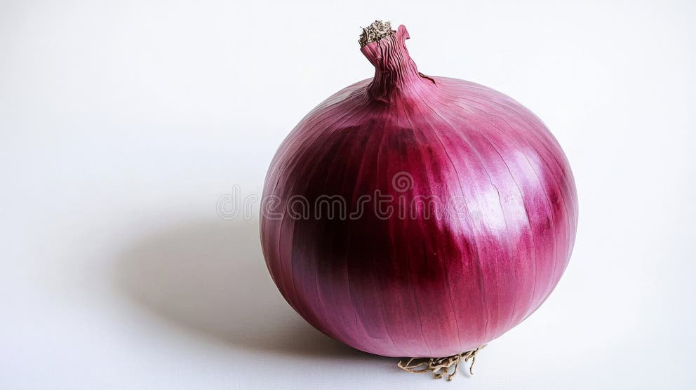 Single Red Onion on White Background Stock Illustration - Illustration ...