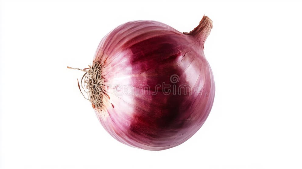 Single Red Onion on White Background Stock Illustration - Illustration ...