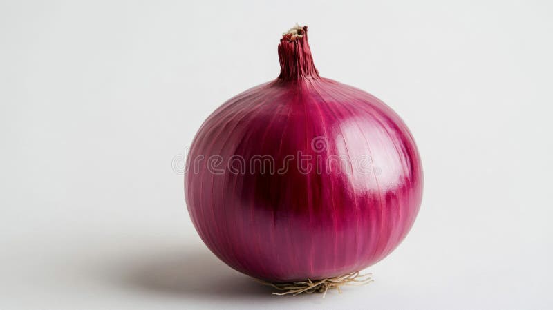 Single Red Onion on White Background Stock Illustration - Illustration ...