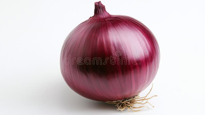 Single Red Onion on White Background Stock Illustration - Illustration ...