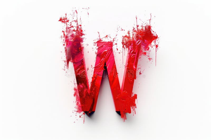 A Single Red-painted Letter W on a Background, Isolated from Other ...