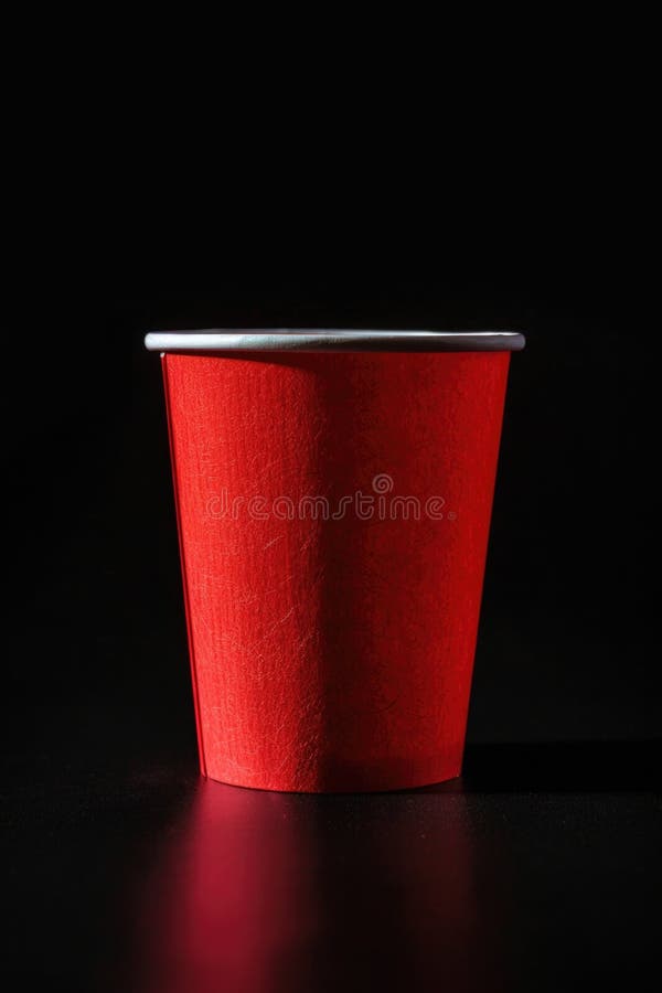 A Single Red Paper Cup Sits on Top of a Table, Ready for Use Stock ...