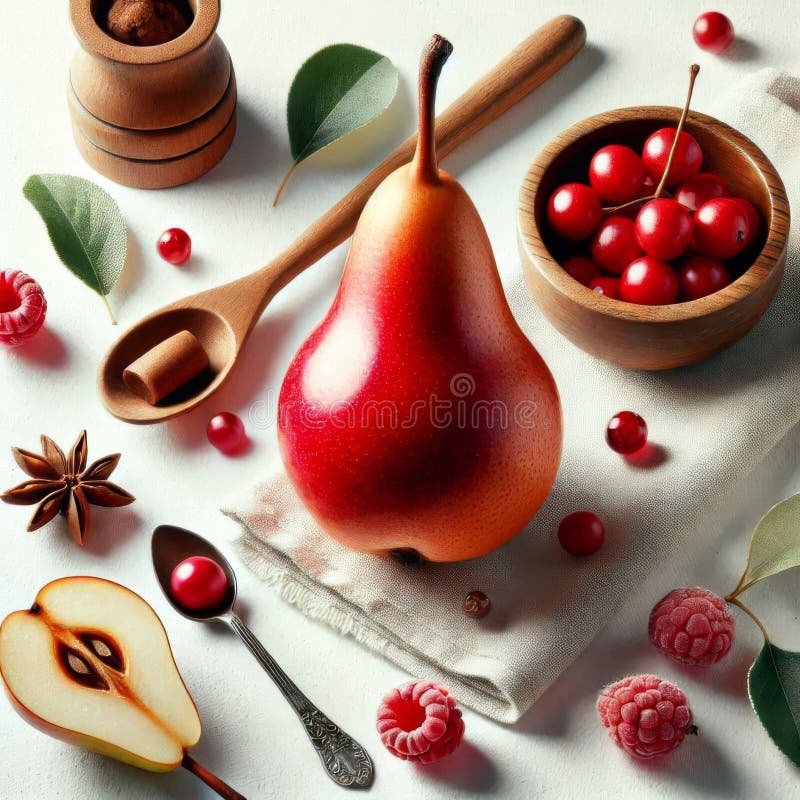 Single Red Pear Isolated on White Background Stock Illustration ...