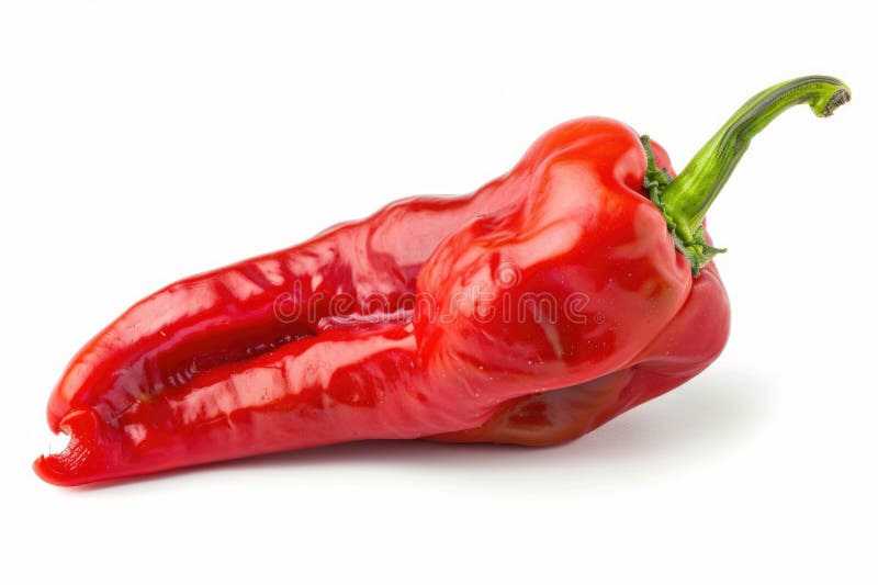 A Single Red Pepper Isolated on a White Surface Stock Photo - Image of ...