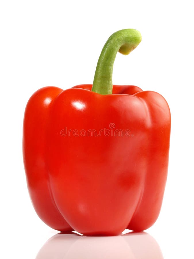 Single Red Peppers on White Background - Isolated Stock Photo - Image ...