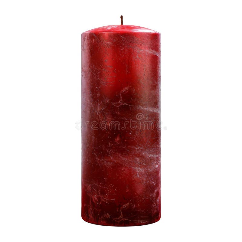 A Single Red Pillar Candle with a Rough Textured Surface Stock ...