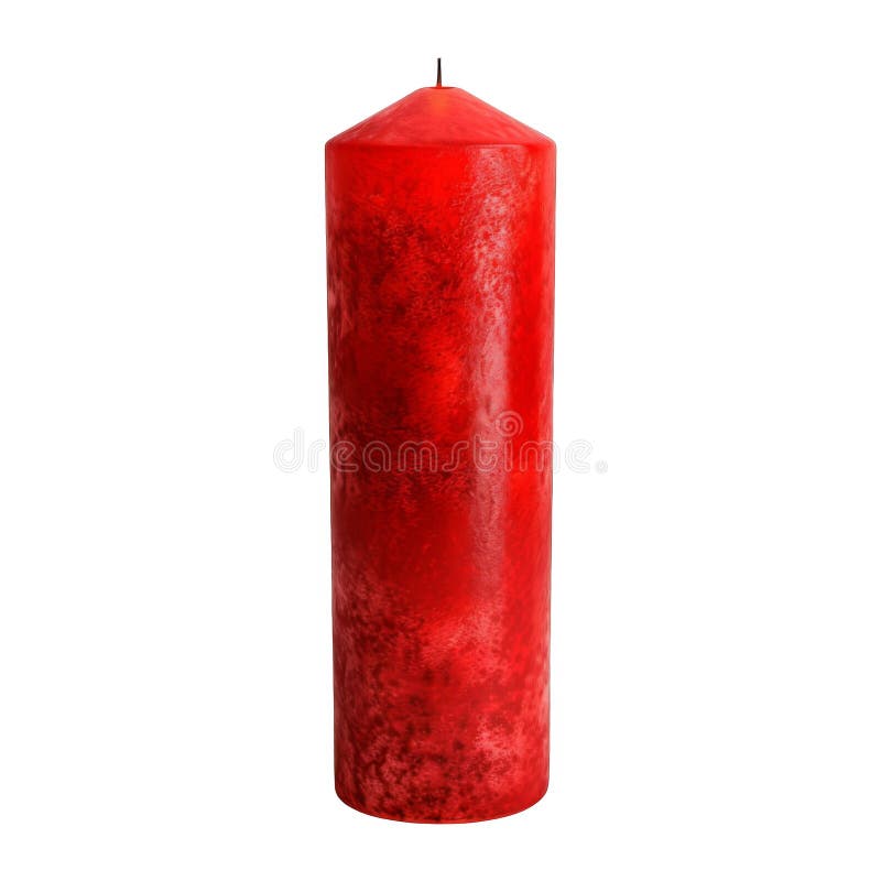 A Single Red Pillar Candle with a Waxy Texture Stock Illustration ...
