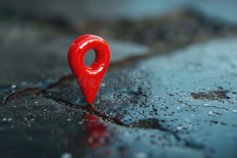 A Single Red Pin Resting on Damp Earth, Possibly Marking a Location or ...